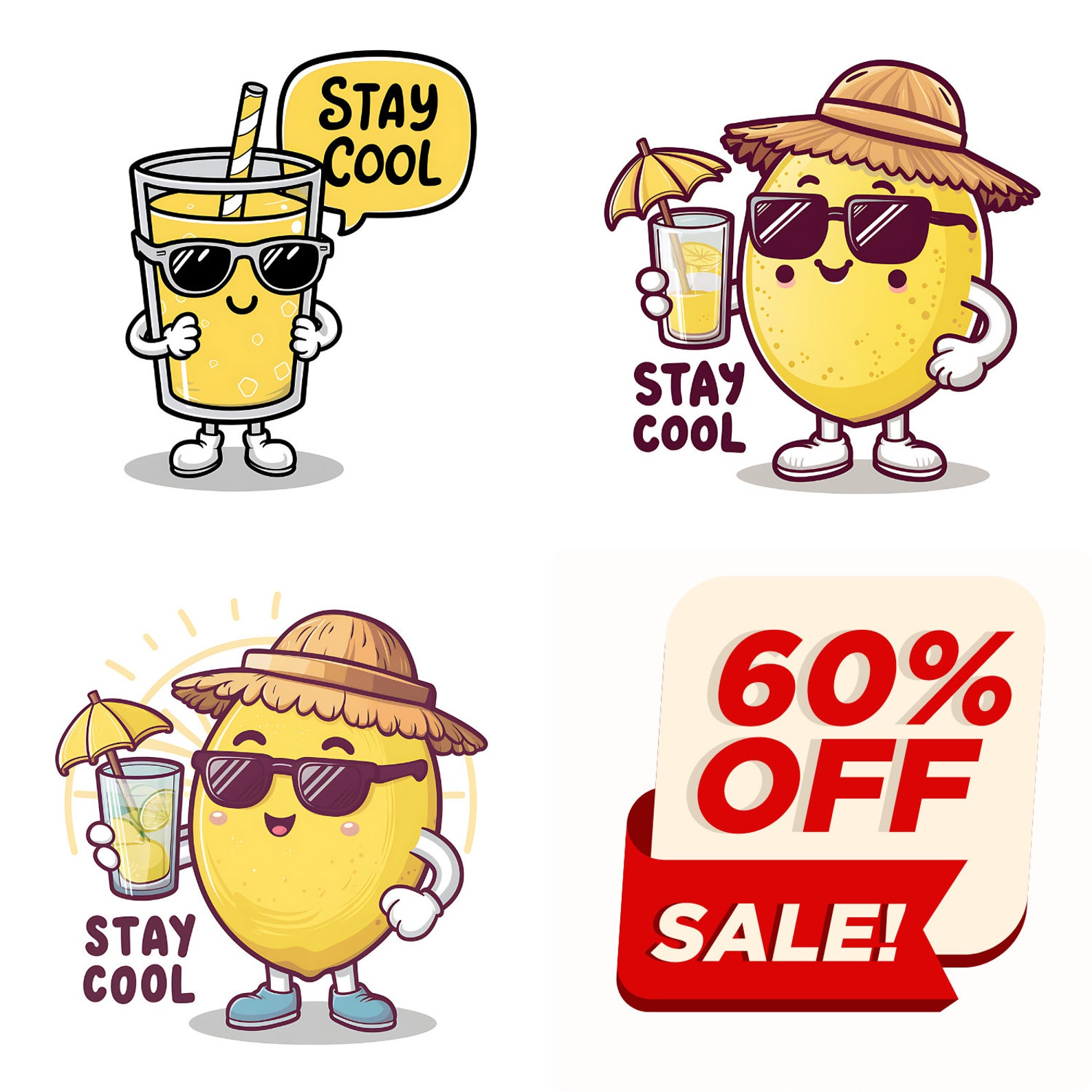 Kawaii Lemonade Character Illustration, Stay Cool, Sunny Days, Kawaii ...