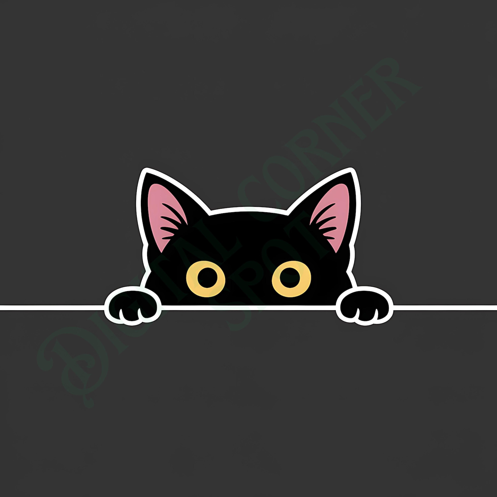 Black Cat Peeking, Minimalist Cat Art, Cat Svg, Cat Lover Gift, Modern ...