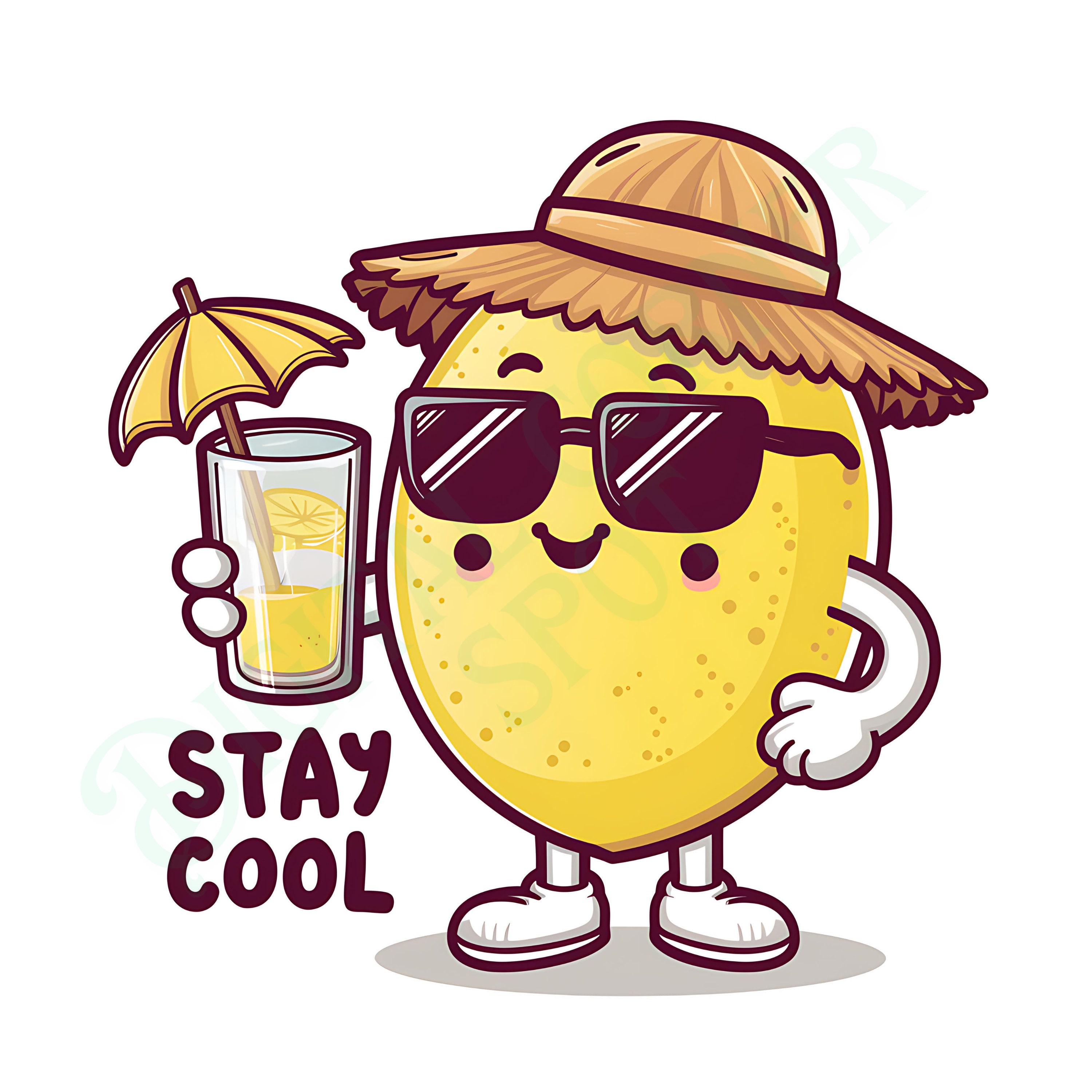 Kawaii Lemonade Character Illustration, Stay Cool, Sunny Days, Kawaii ...