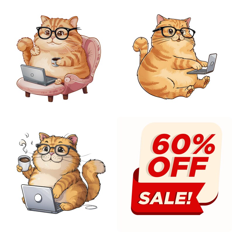 Ginger Cat, Cartoon Cat, Coffee Cat, Cute Cat Cartoon, Png Svg File ...