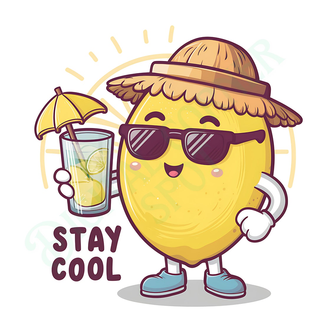 Kawaii Lemonade Character Illustration, Stay Cool, Sunny Days, Kawaii ...