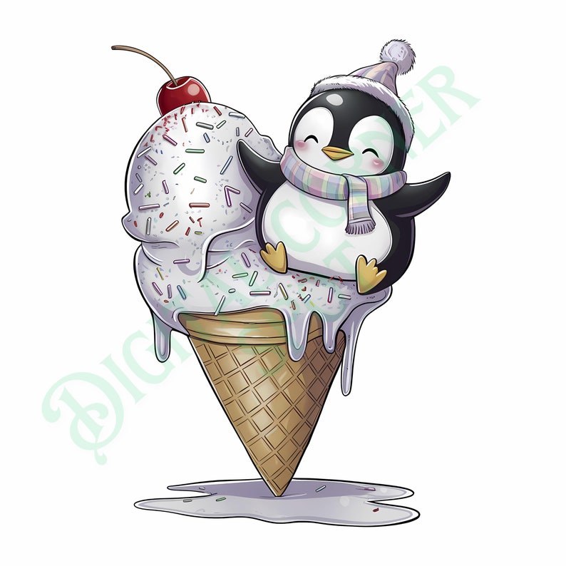 Penguin, Surreal Art, Ice Cream Scoop, Melting Ice Cream Cone, Cute ...