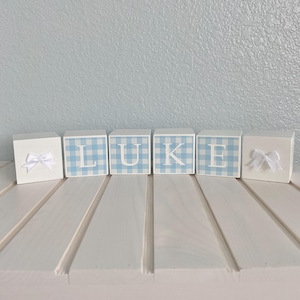 Baby Boy Shower Decorations Baby Shower Gingham Party Decor Blocks ...
