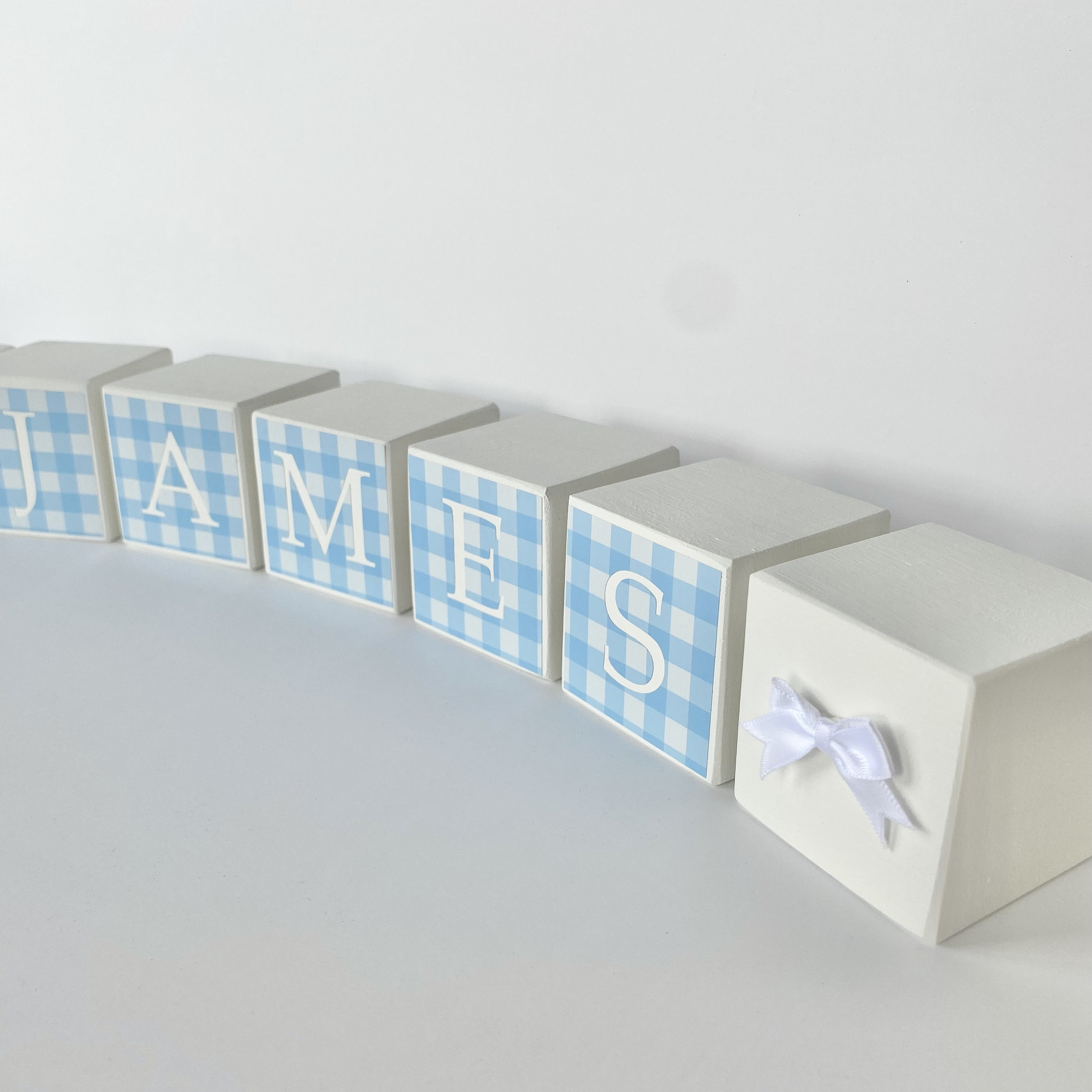 Personalized Baby Name Decor Custom Baby Name Blocks Blue Gingham ...