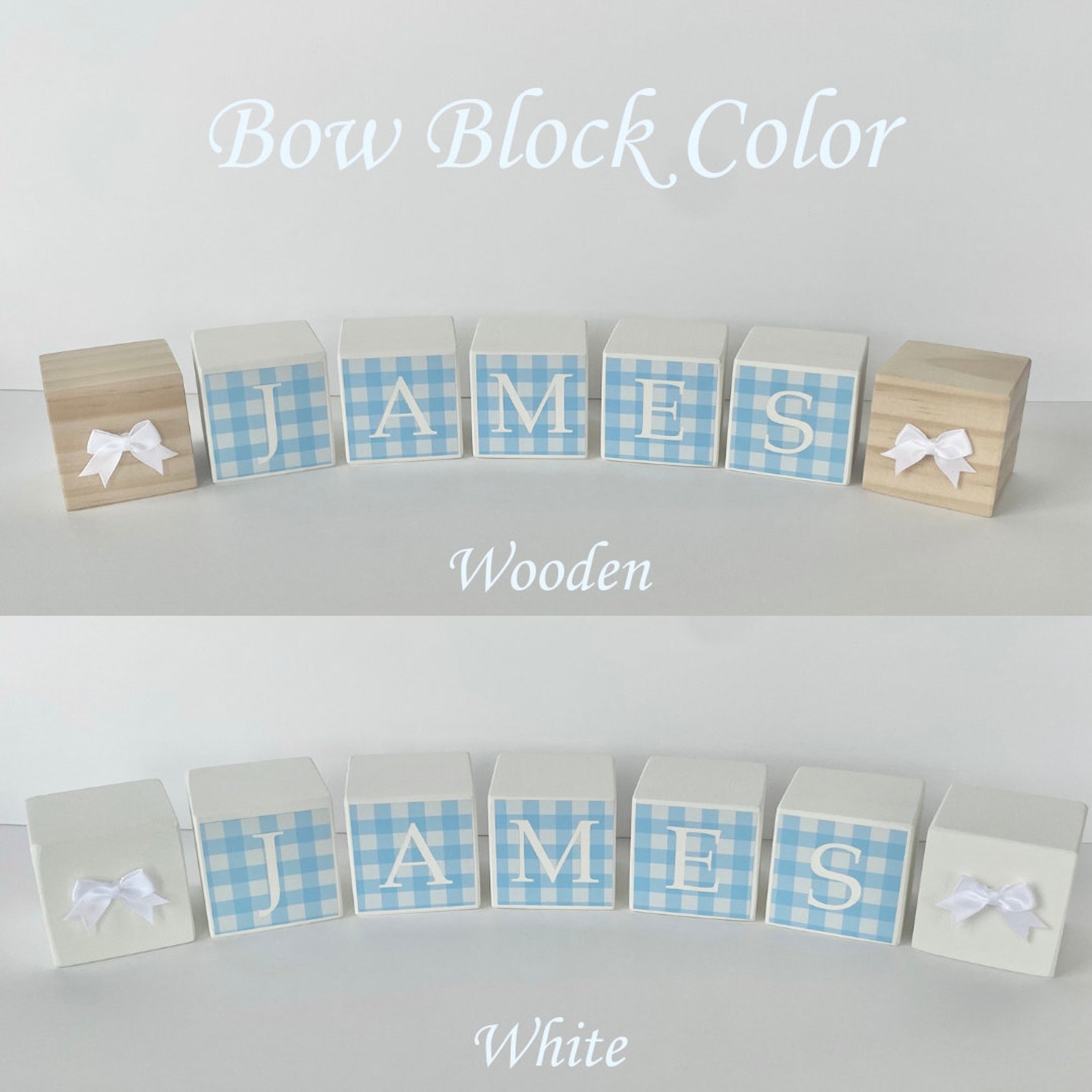 Personalized Baby Name Decor Custom Baby Name Blocks Blue Gingham ...