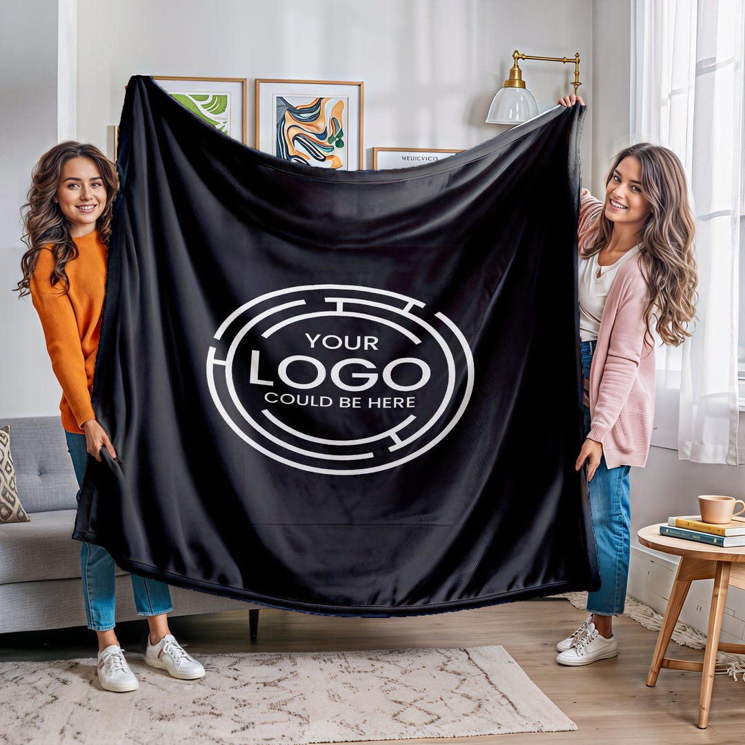 Logo Blanket, Company Logo Christmas Gift, Personalized Logo Throw ...