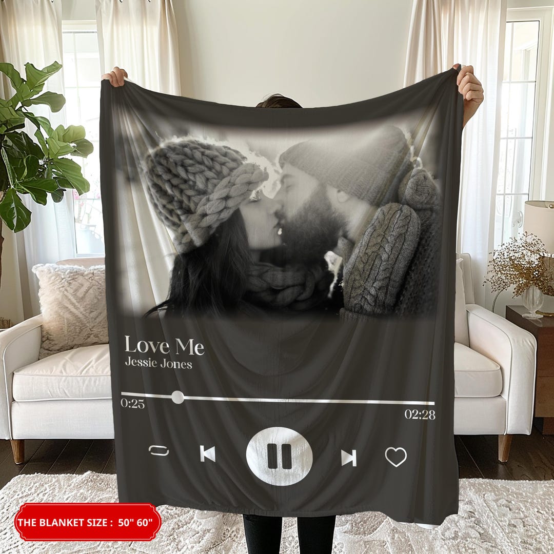 Personalized Photo Music Blanket: Custom Song Gift - Etsy