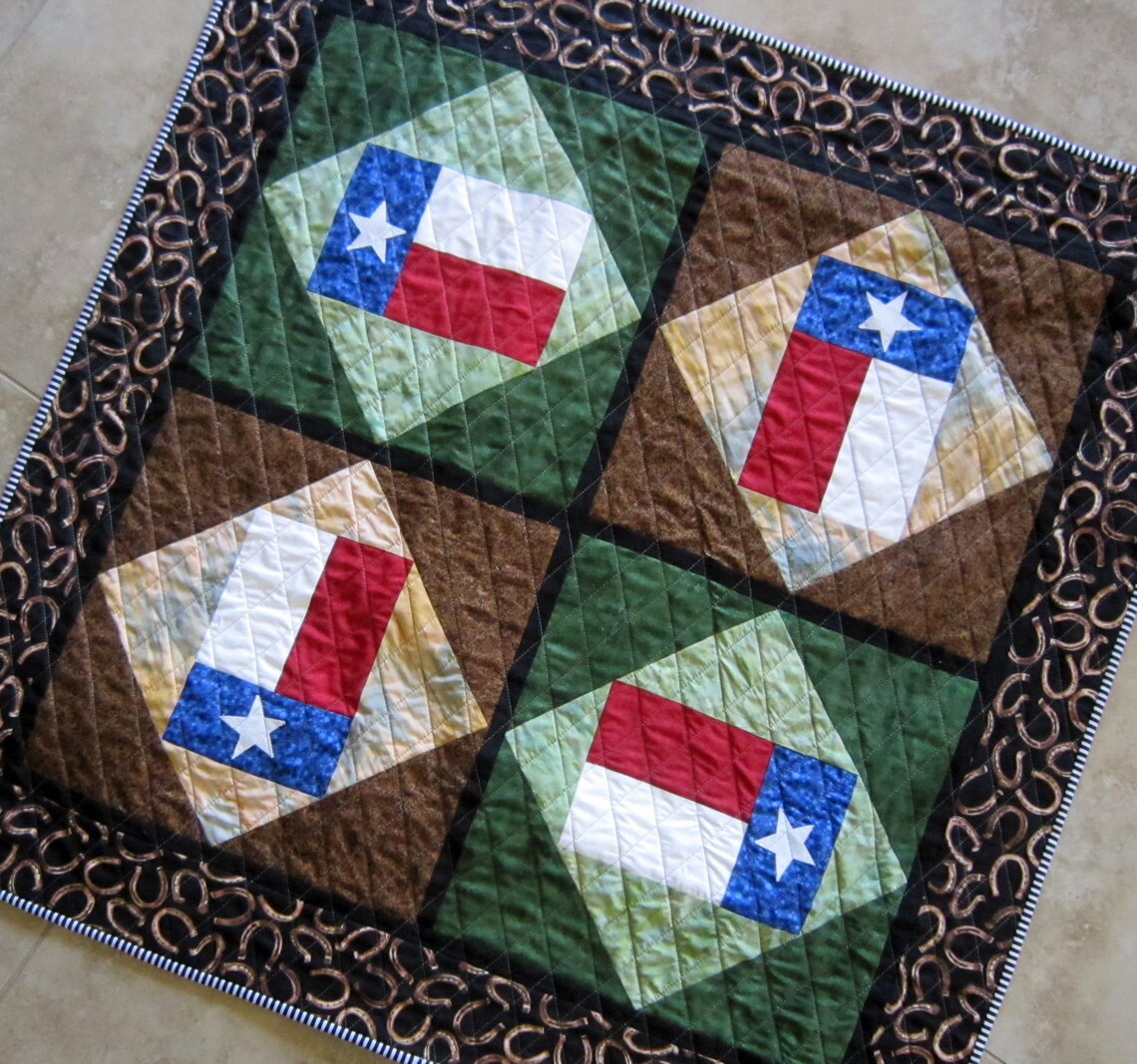 Mini REPUBLIC OF TEXAS Quilt From Quilts by Elena Texas Flags | Etsy
