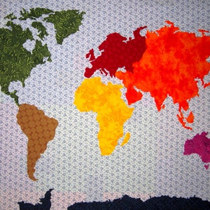 OUR WORLD Patchwork Map Quilt Pattern Full Sized Templates and Clear ...