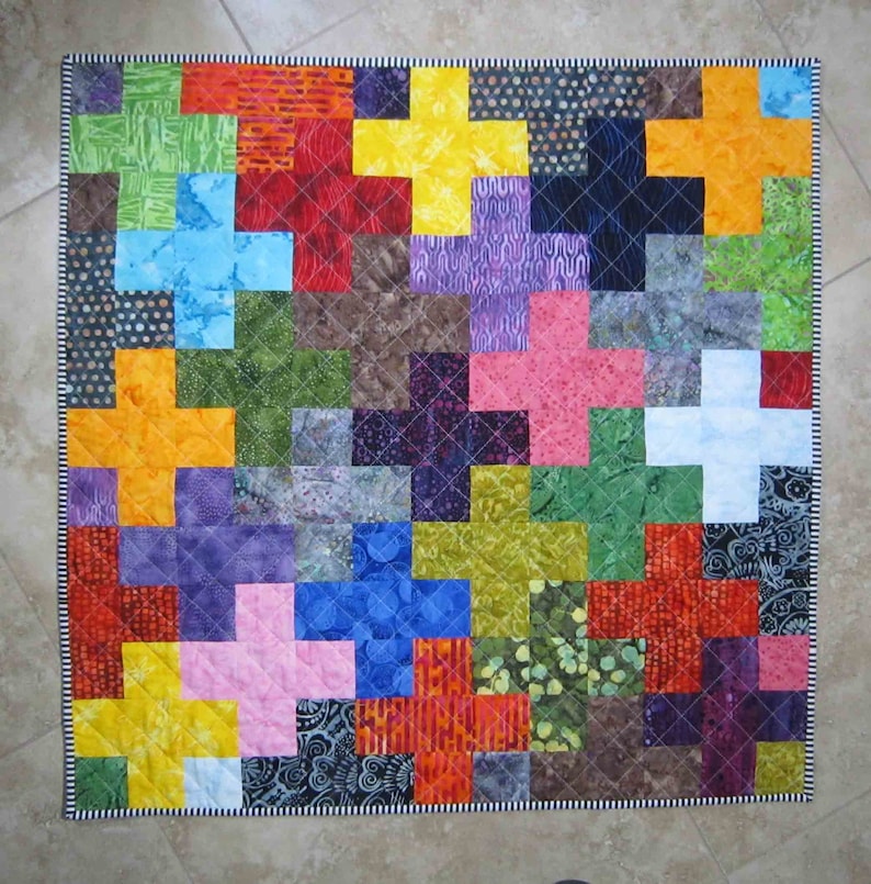 SIMPLE MATH Plus Sign Quilt From Quilts by Elena Bold Colorful - Etsy