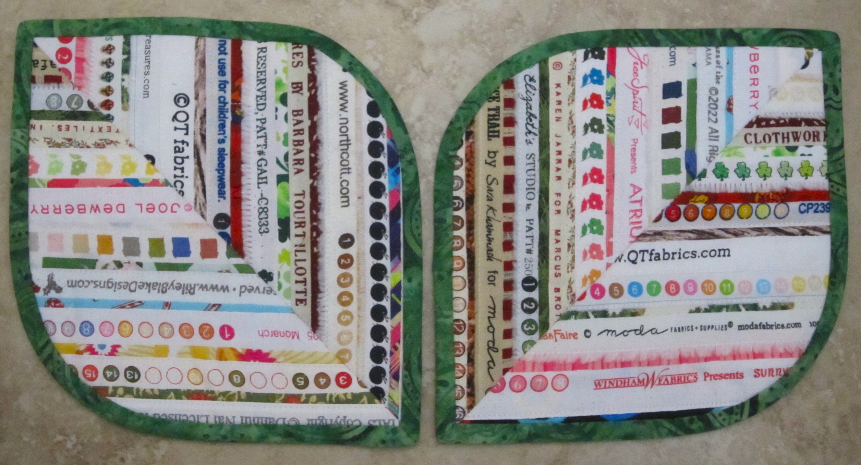 Set of 2 Selvage Leaf Pot Holder Hot Pads Laurel From Quilts by Elena ...