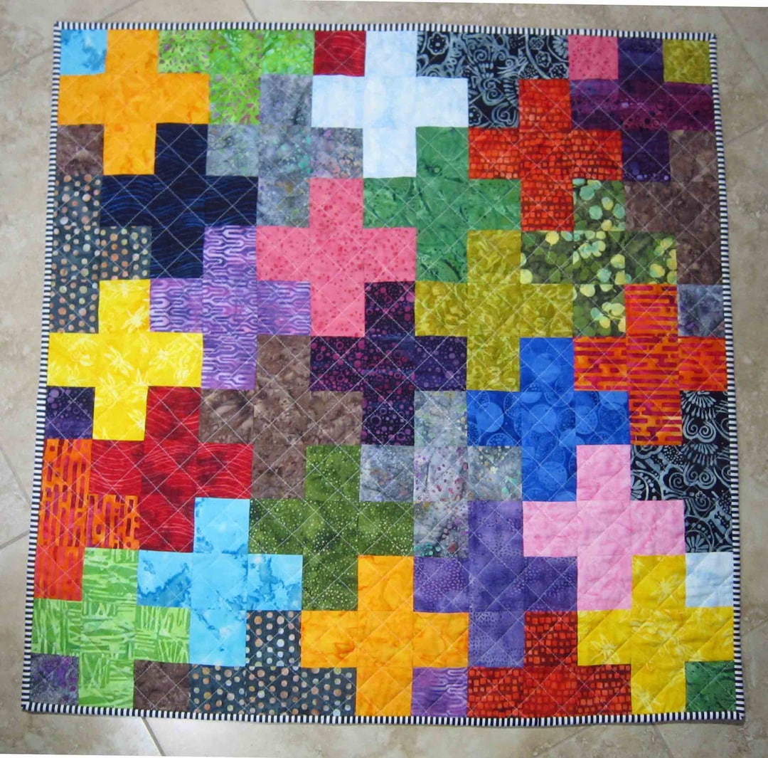 SIMPLE MATH Plus Sign Quilt From Quilts by Elena Bold Colorful Batiks ...