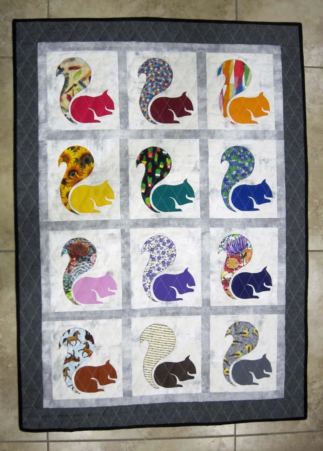 SQUIRREL! Quilt From Quilts by Elena Wall Hanging Table Runner - Etsy