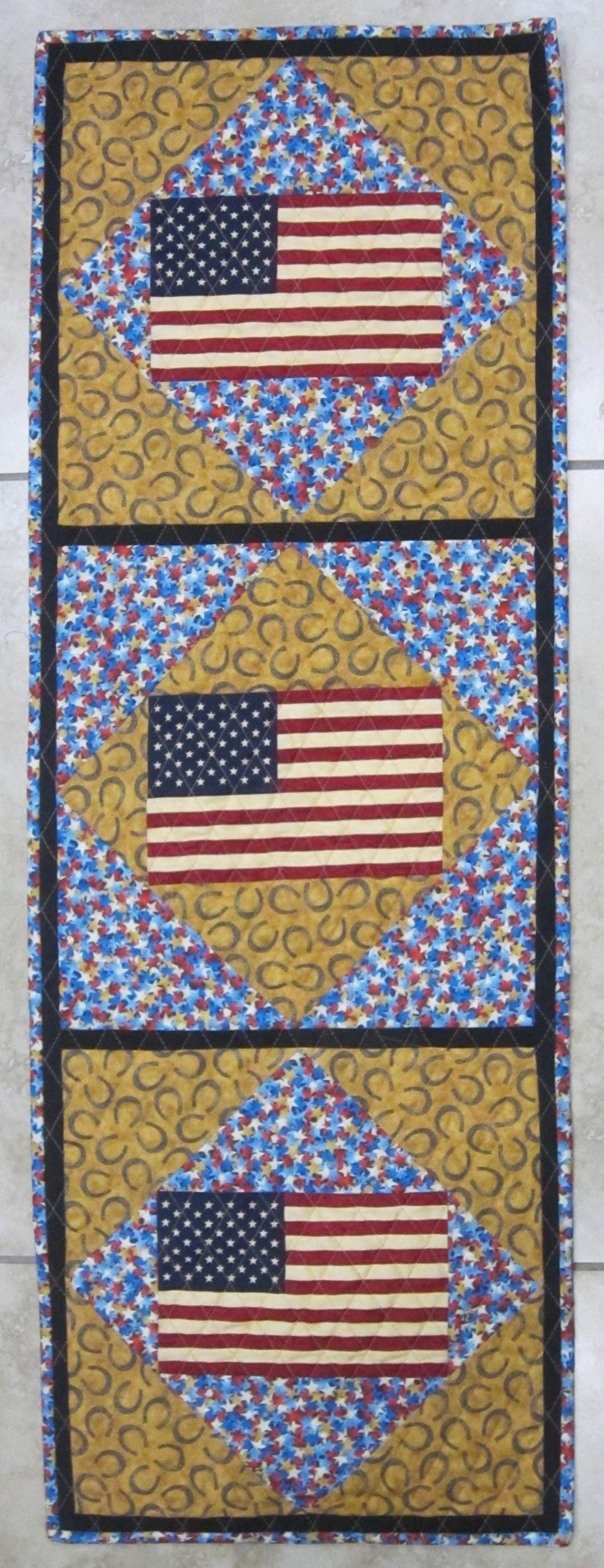 AMERICAN TRIPTYCH Quilt From Quilts by Elena Wall Hanging Table Runner ...