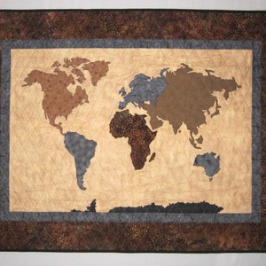 OUR WORLD Patchwork Map Quilt Pattern Full Sized Templates and Clear ...