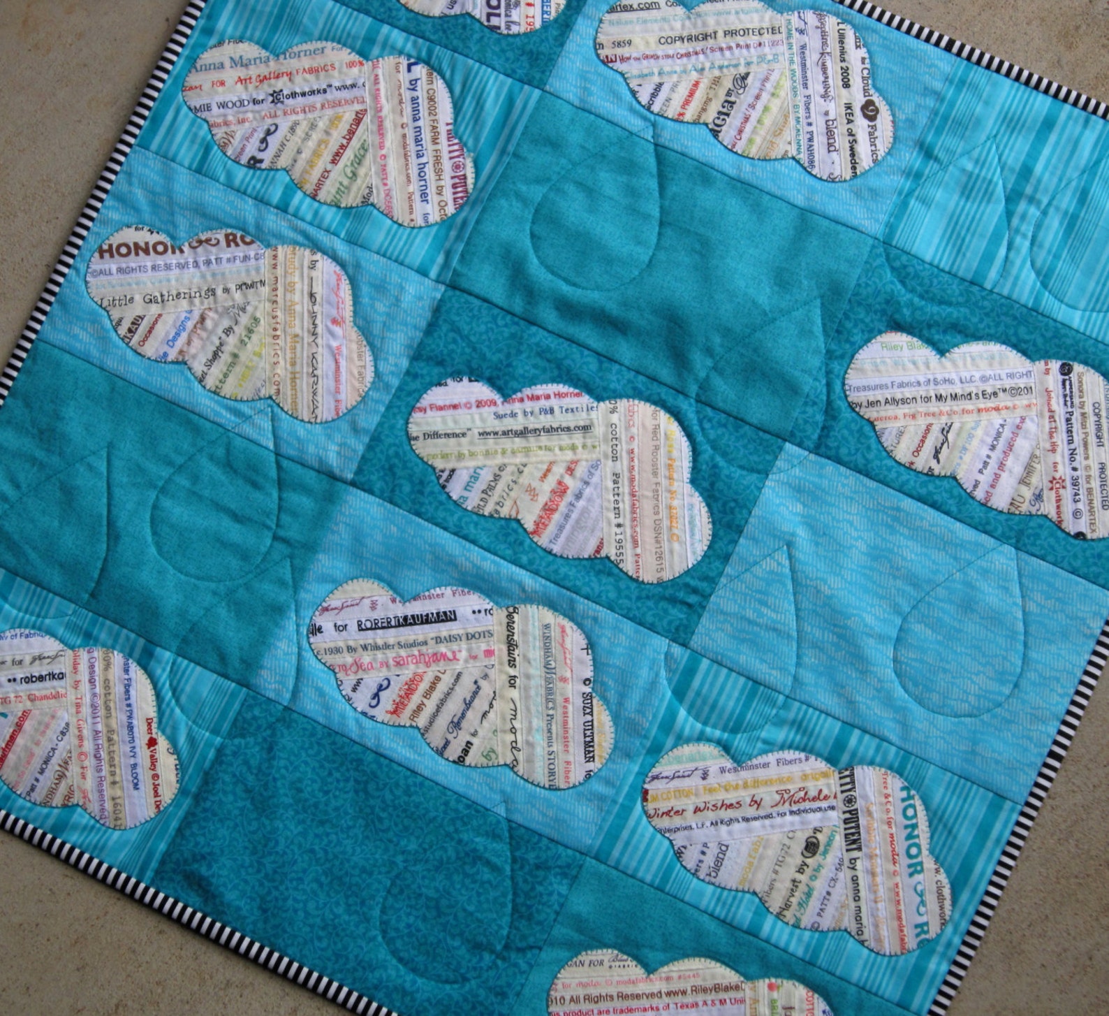 CLOUDY and COOL Selvage Cloud Quilt From Quilts by Elena - Etsy
