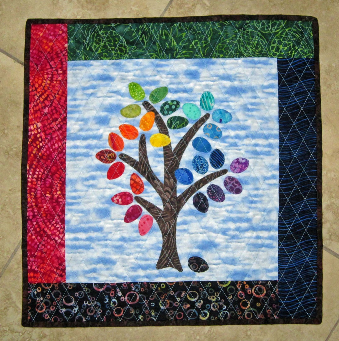 RAINBOW TREE Applique Tree Quilt Wall Hanging Table Topper - Etsy