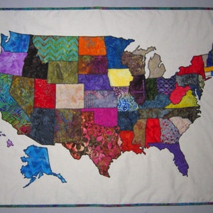 USA Patchwork Map PDF Pattern Full Sized Templates and Clear ...