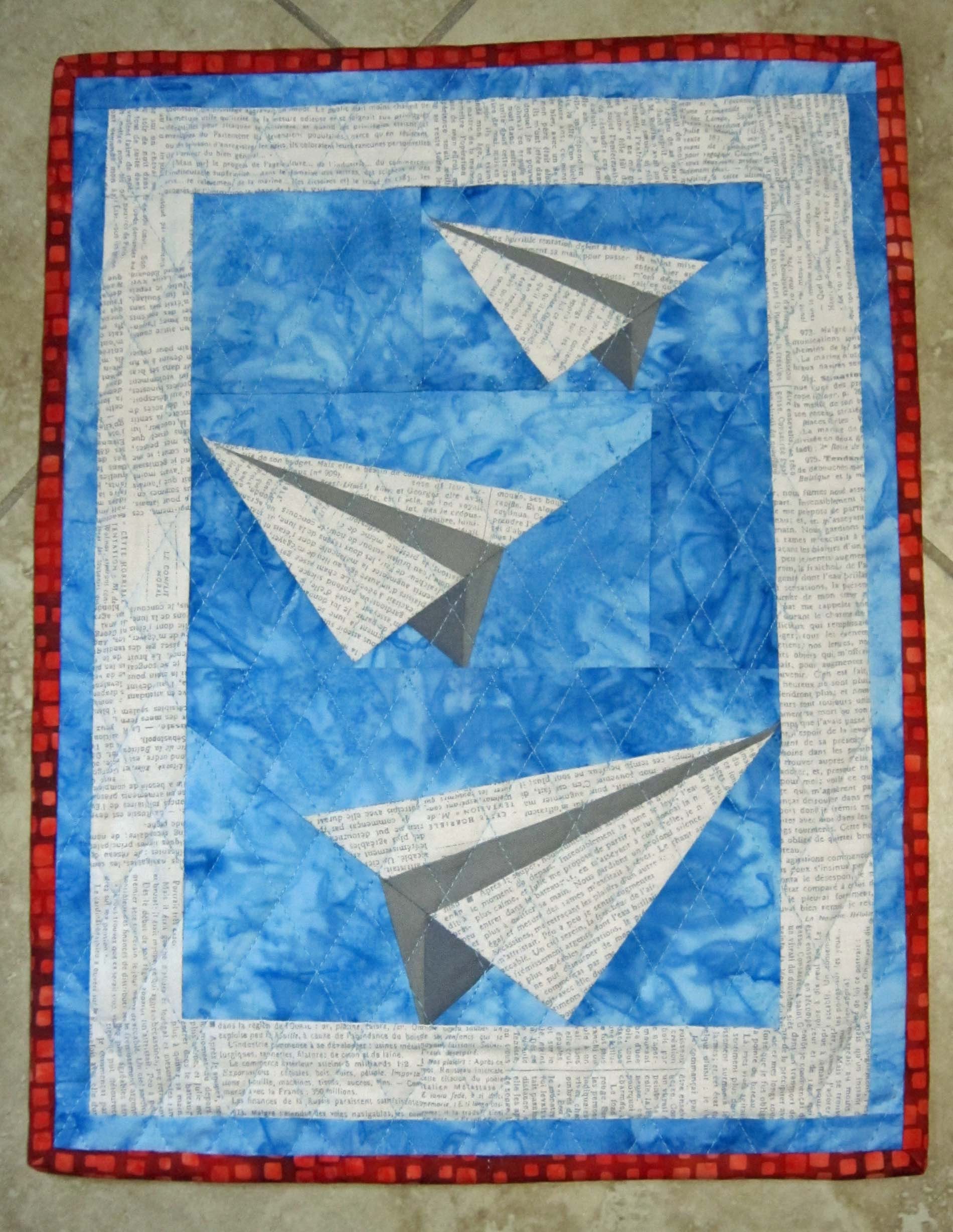 PAPER AIRPLANES Mini Quilt From Quilts by Elena Wall Hanging - Etsy