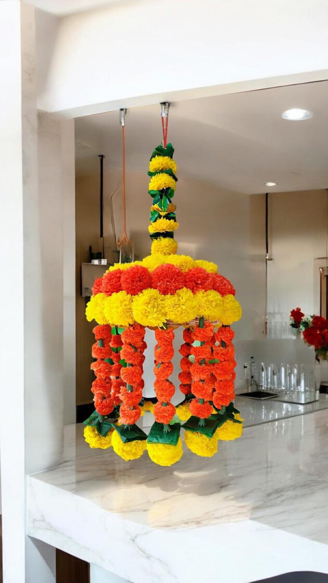 Genda Tokari/jhoomar | Marigold Chandelier | Indian Wedding Decor ...