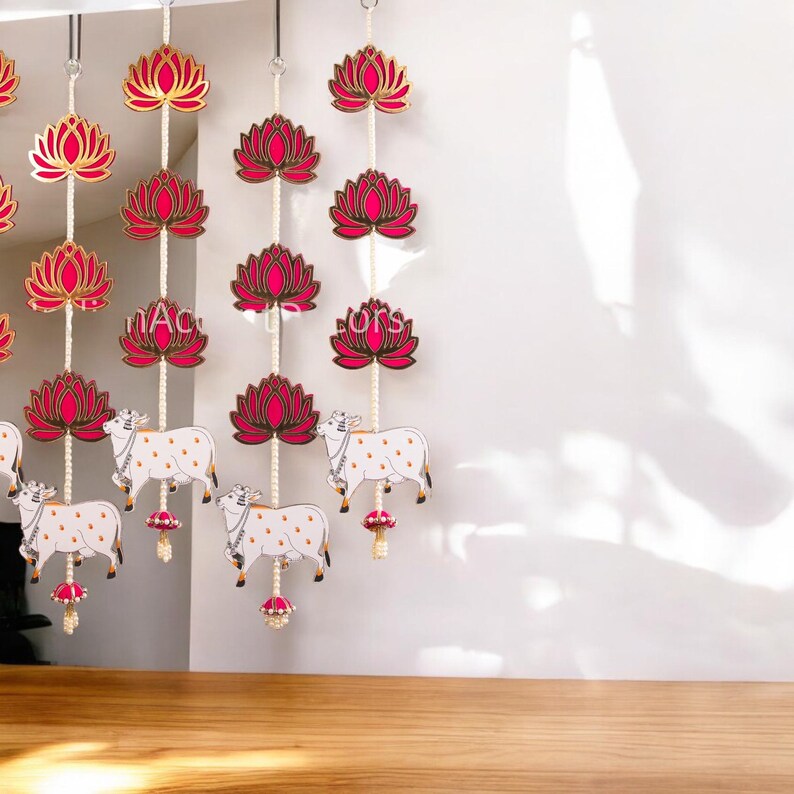 Lotus & Cow Hanging | Indian Festive Decor - Etsy