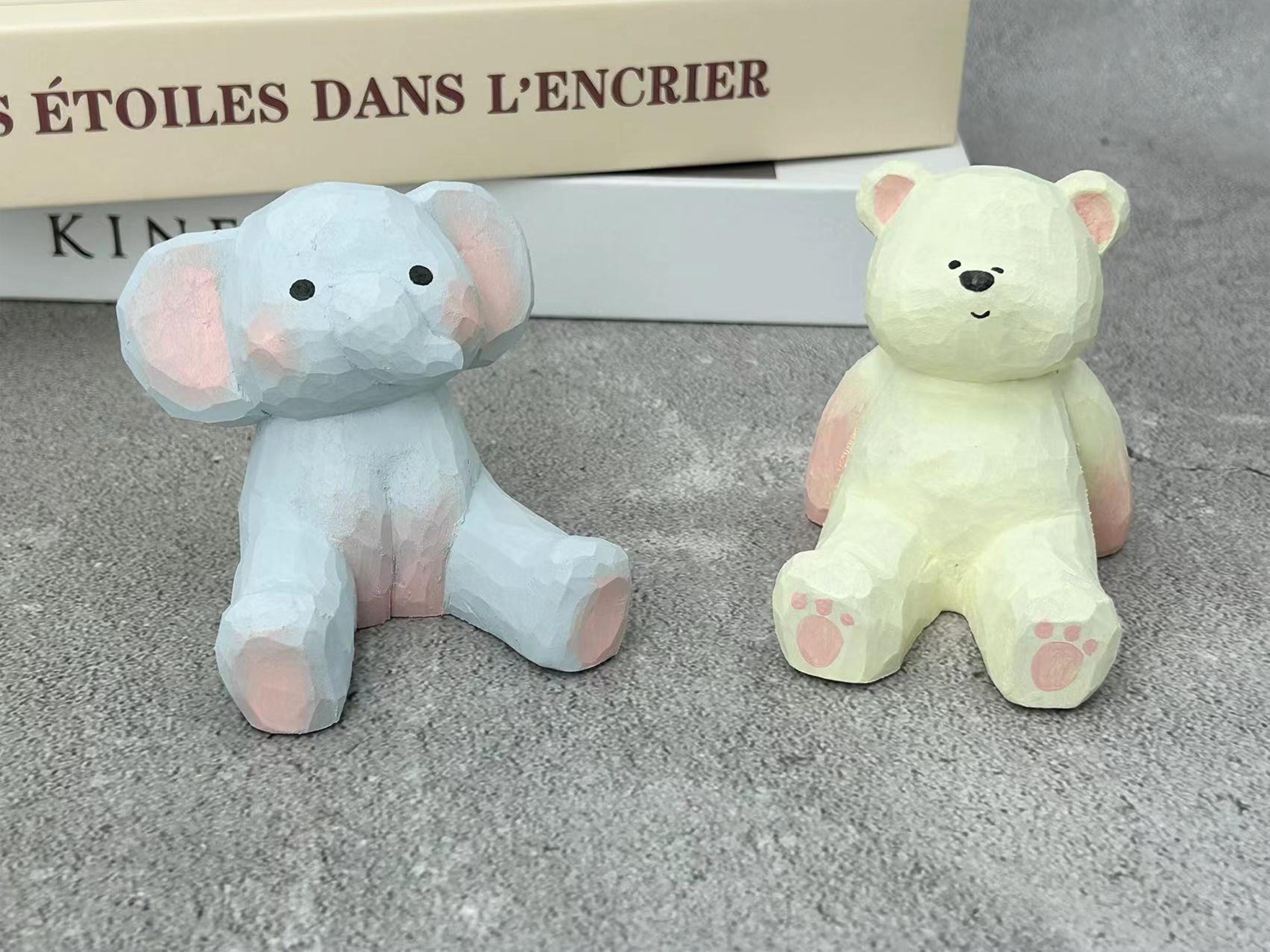 Wooden Elephant Phone Holder Cute Desk Decor Christmas Gift, Handcraft ...