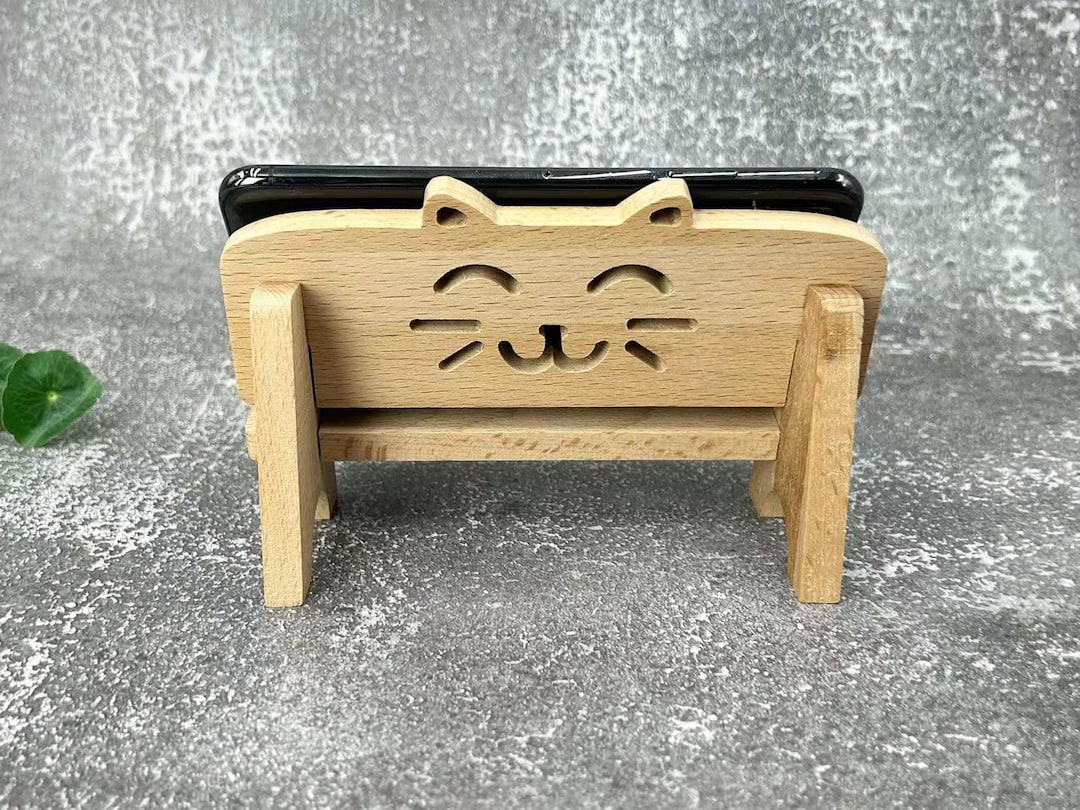 Cute Cat Wooden Chair Phone Stand for Table Decor Christmas Gifts ...