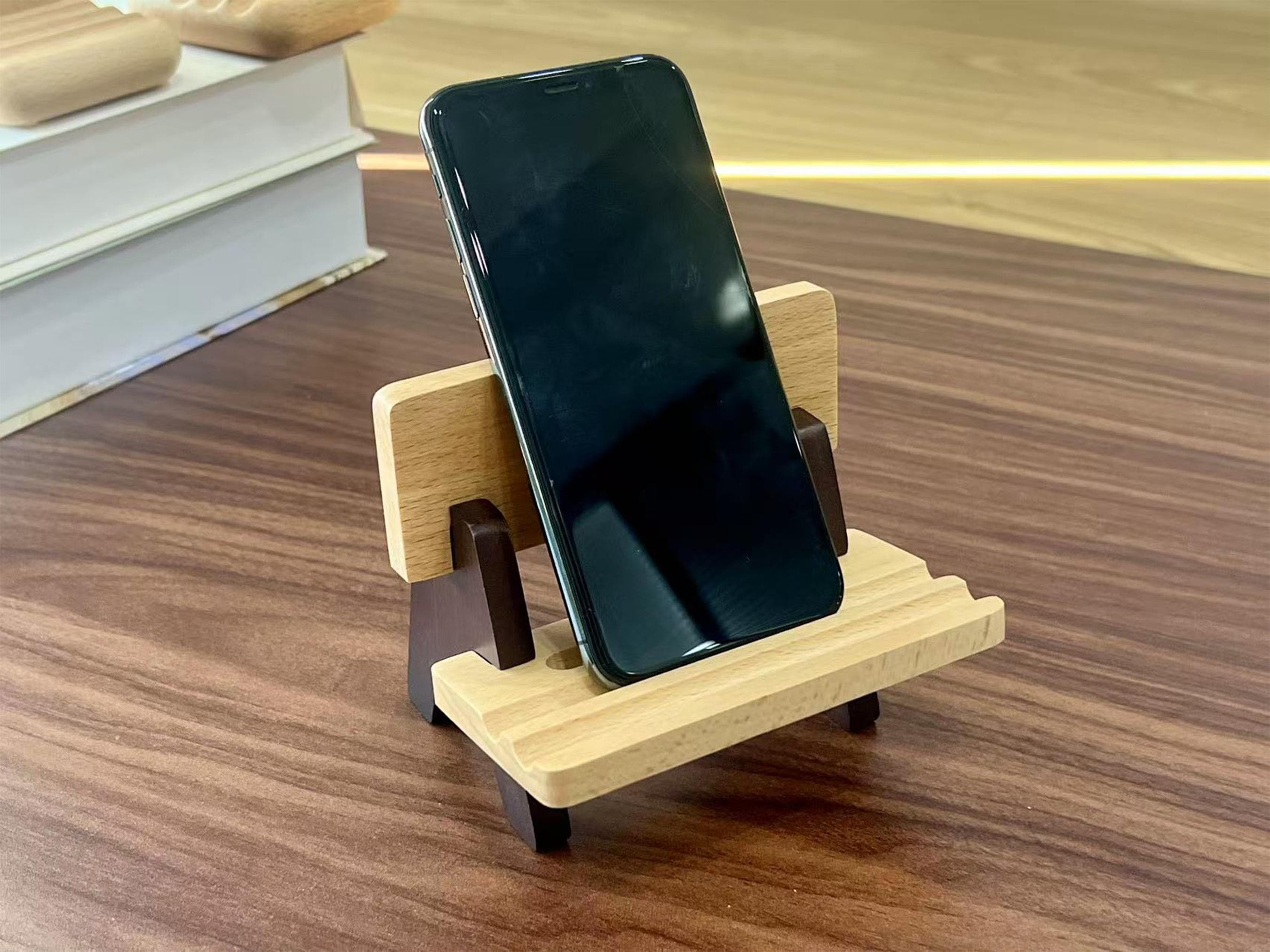 Cute Wooden Chair Phone Holder for Desktop, Unique Chair Cell Phone ...