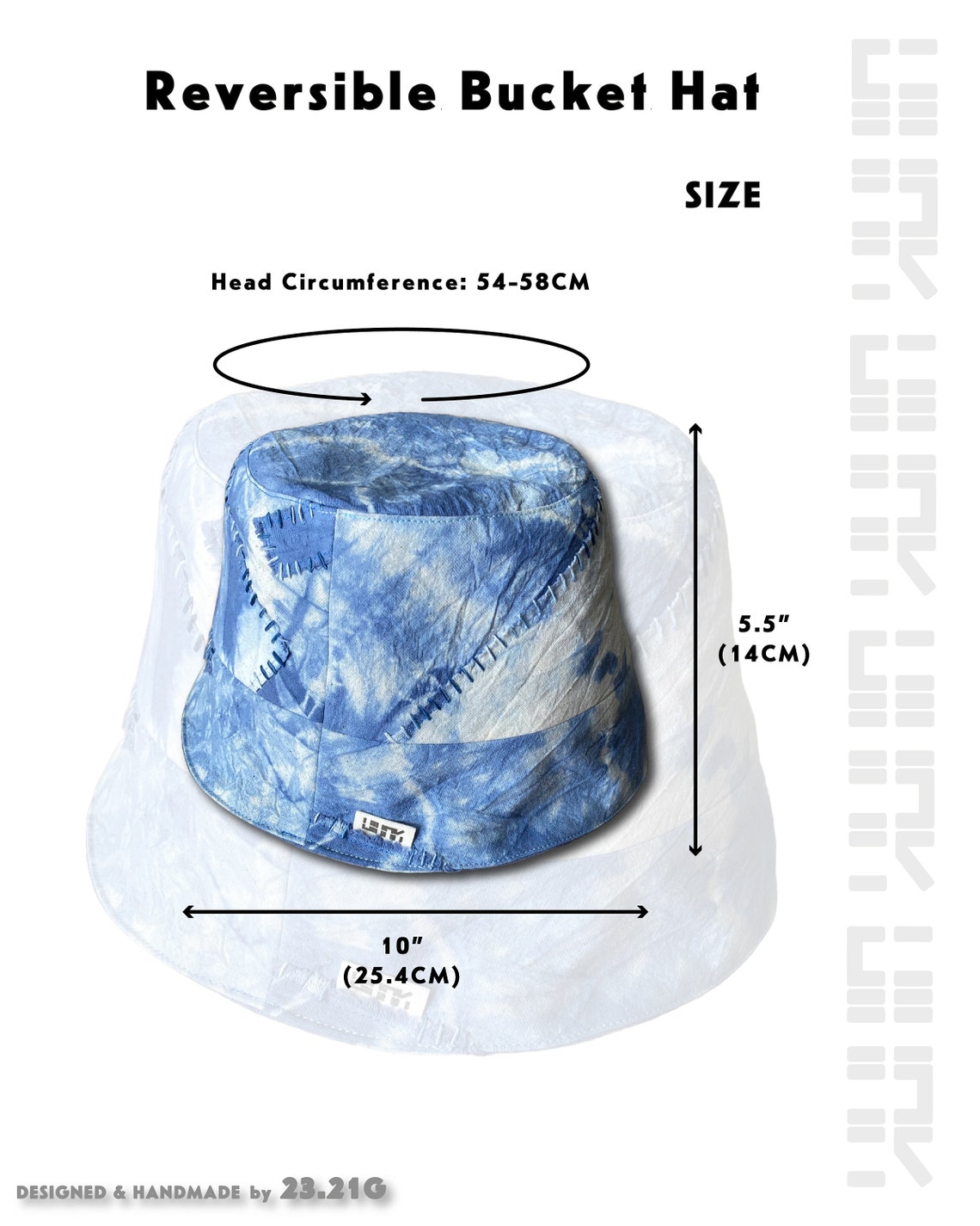 REVERSIBLE Japanese Shibori Bucket Hat Hand-dyed 100% Cotton With Hand ...