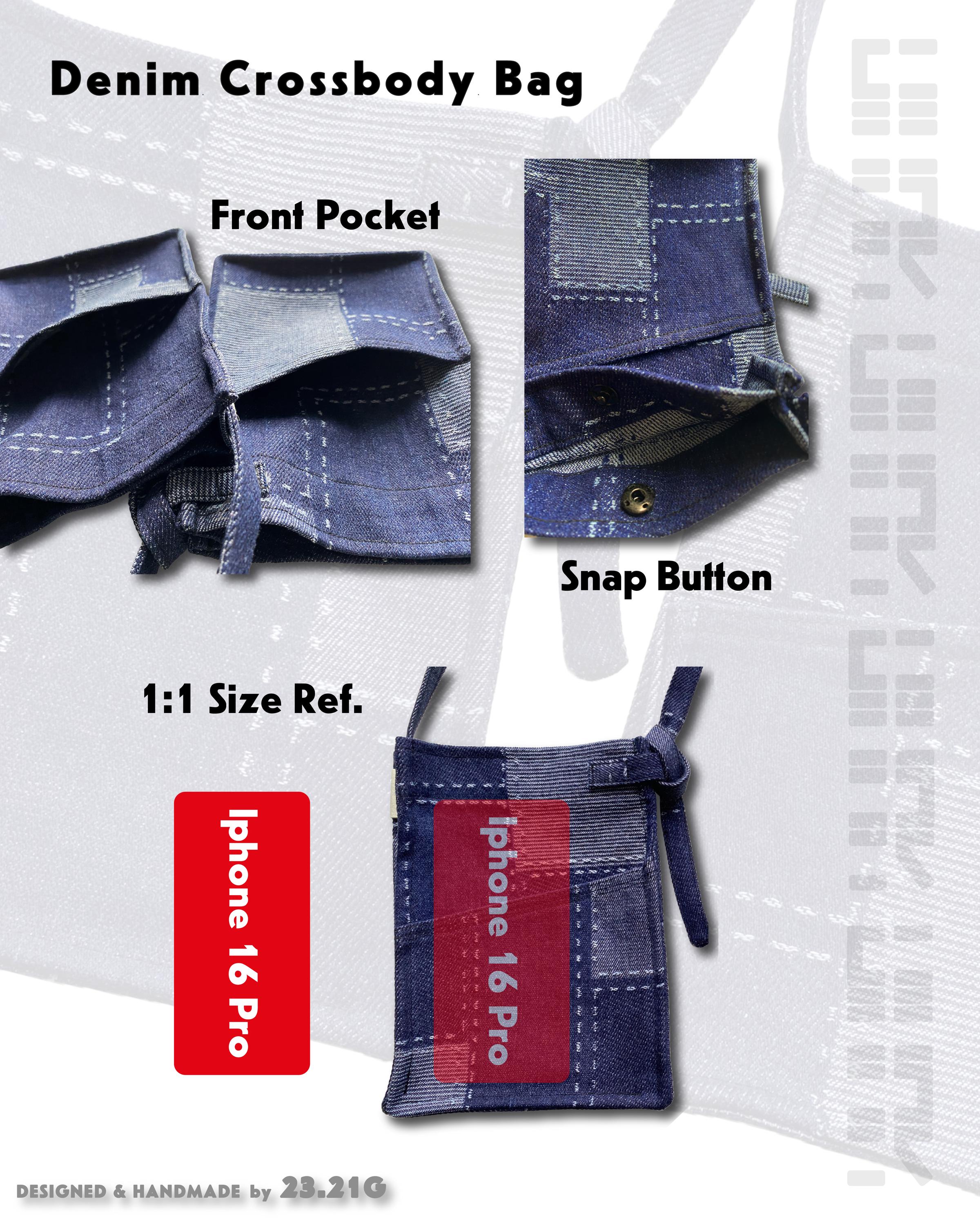 Denim Crossbody Sling Bag – Navy Boho Jacquard Patchwork Design ...