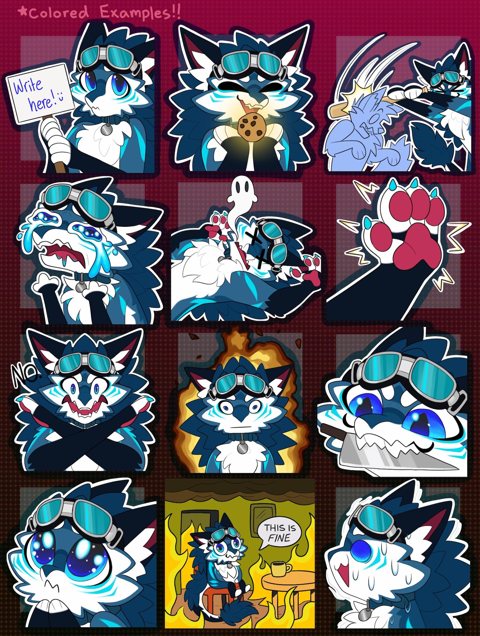 Digital Novabeast Furry Emote Sticker Bases Pack 5 Etsy