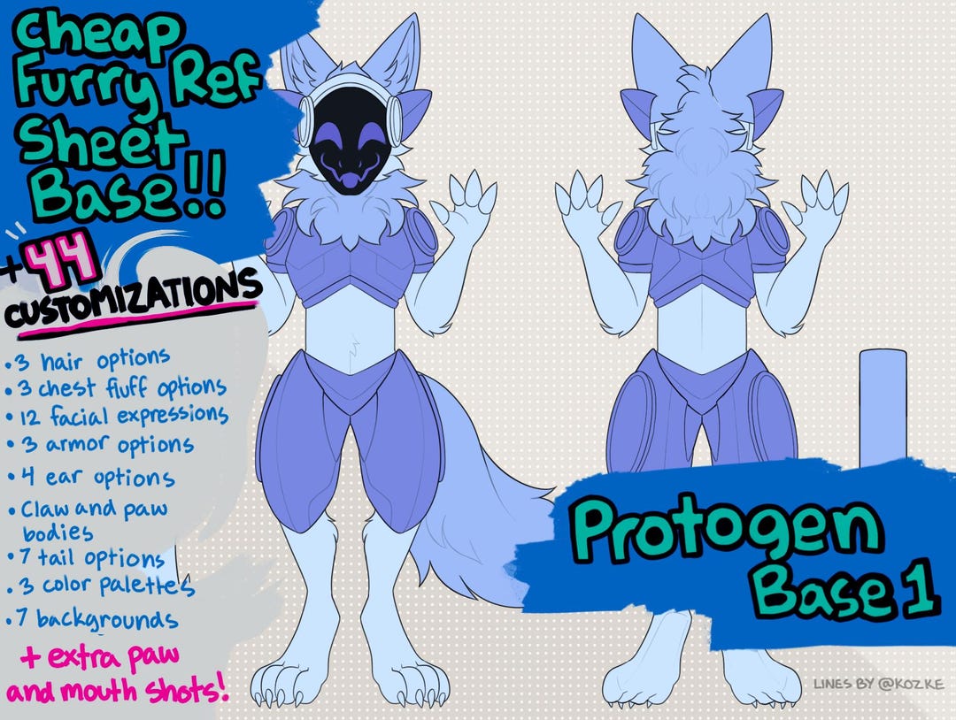 Furry Protogen Symmetrical Reference Sheet Base - Etsy