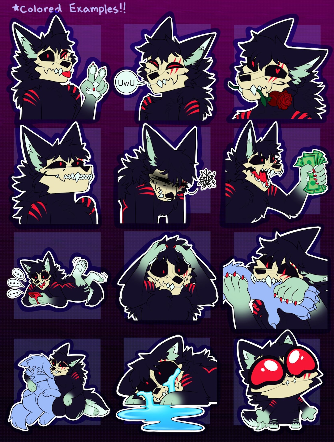 Digital Skulldog Furry Emote/sticker Bases (pack 9) - Etsy