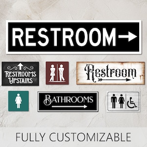 Custom Metal Restroom Sign, Restroom Signage, Bathroom Sign, Bathroom ...