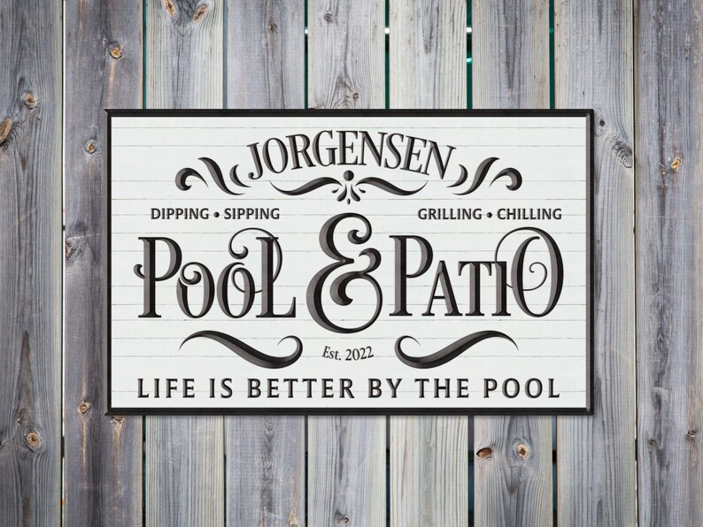 Personalized Pool and Patio Sign, Patio Decor, Personalized Sign ...