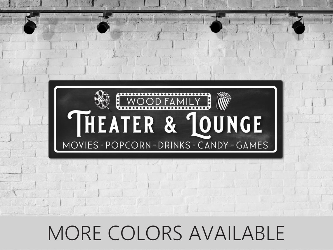 Personalized Family Theater Sign, Name Sign, Movie Theater, Theater ...