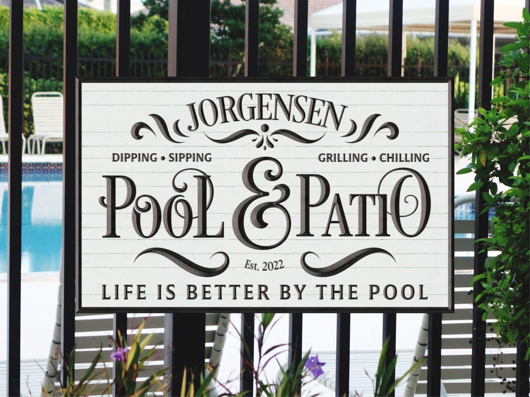 Personalized Pool and Patio Sign, Patio Decor, Personalized Sign ...