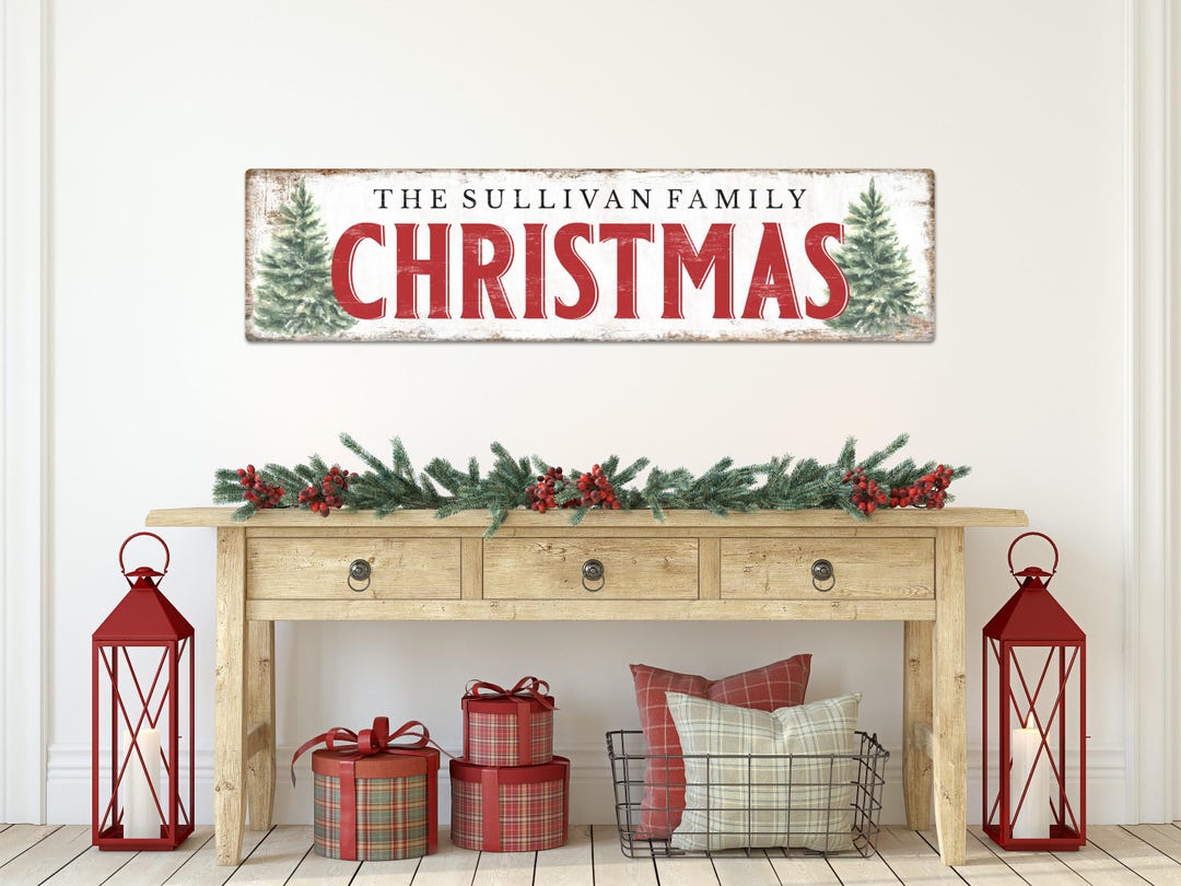 Personalized Family Christmas Sign, Holiday Decor, Christmas Home Decor ...