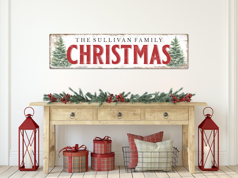 Personalized Family Christmas Sign, Holiday Decor, Christmas Home Decor ...