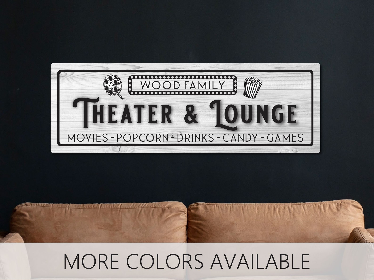 Personalized Family Theater Sign, Name Sign, Movie Theater, Theater ...