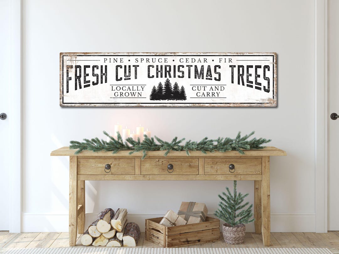 Rustic Fresh Cut Christmas Tree Sign, Christmas Sign, Christmas Porch ...
