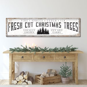 Rustic Fresh Cut Christmas Tree Sign, Christmas Sign, Christmas Porch ...