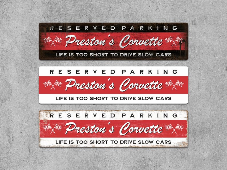 Corvette Parking Sign, Custom Corvette Sign, Corvette Gift, Garage ...