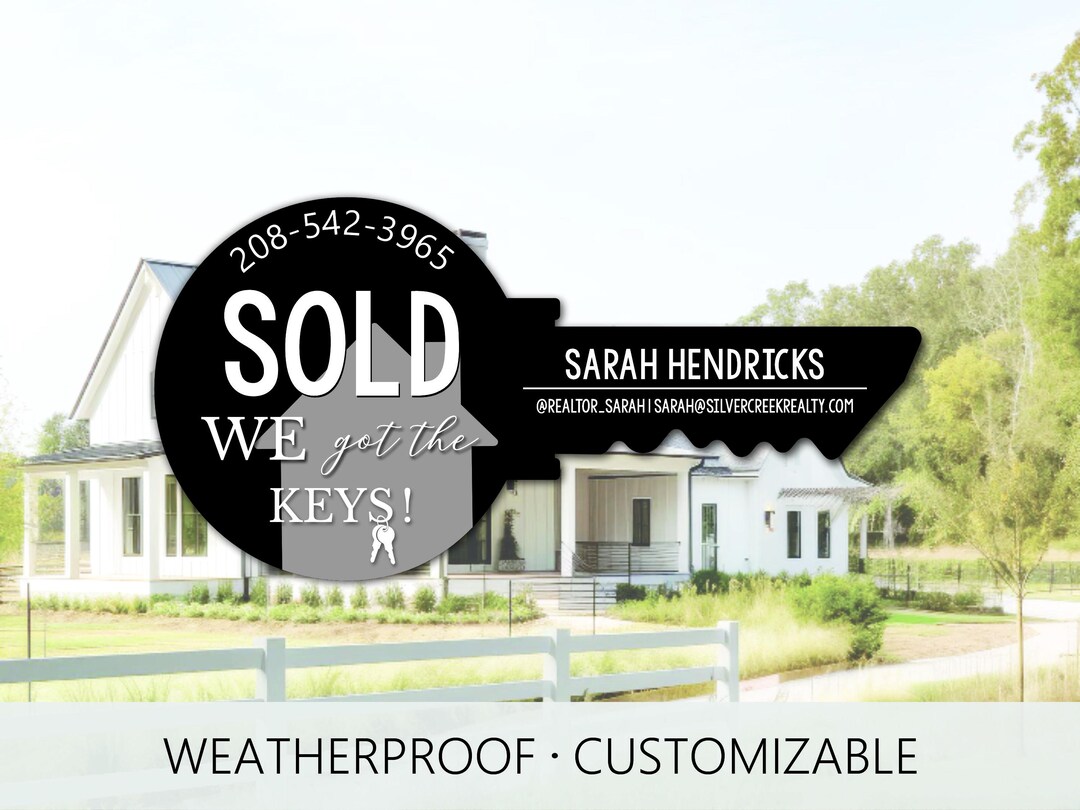 Personalized Sold Key Sign, Realtor Closing Gift, Real Estate Signs ...