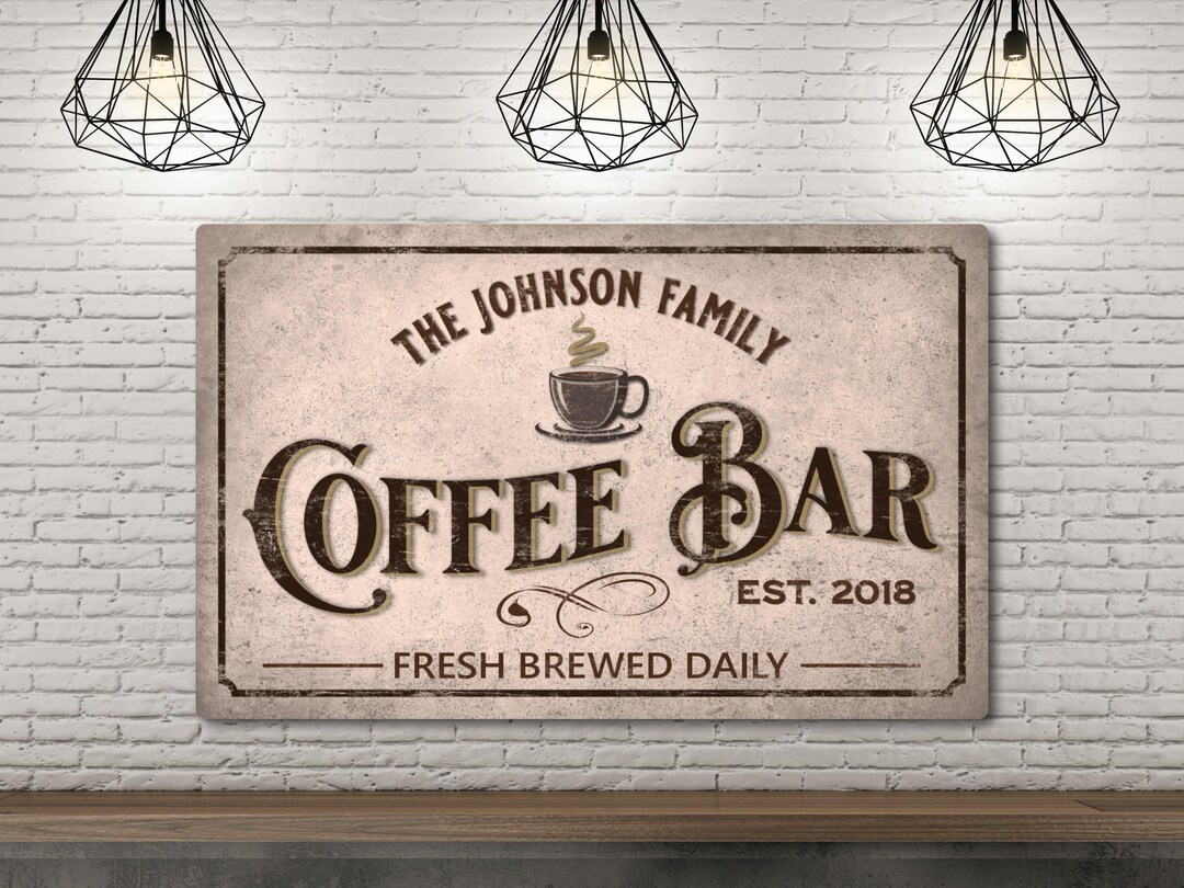 Freshly Brewed Coffee Bar Sign, Coffee Bar Decor, Coffee Wall Art ...