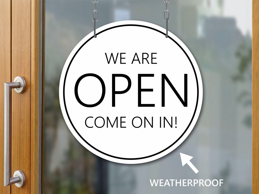 Open Closed Sign, Round Open Sign, Storefront Sign, Business Sign, Door ...