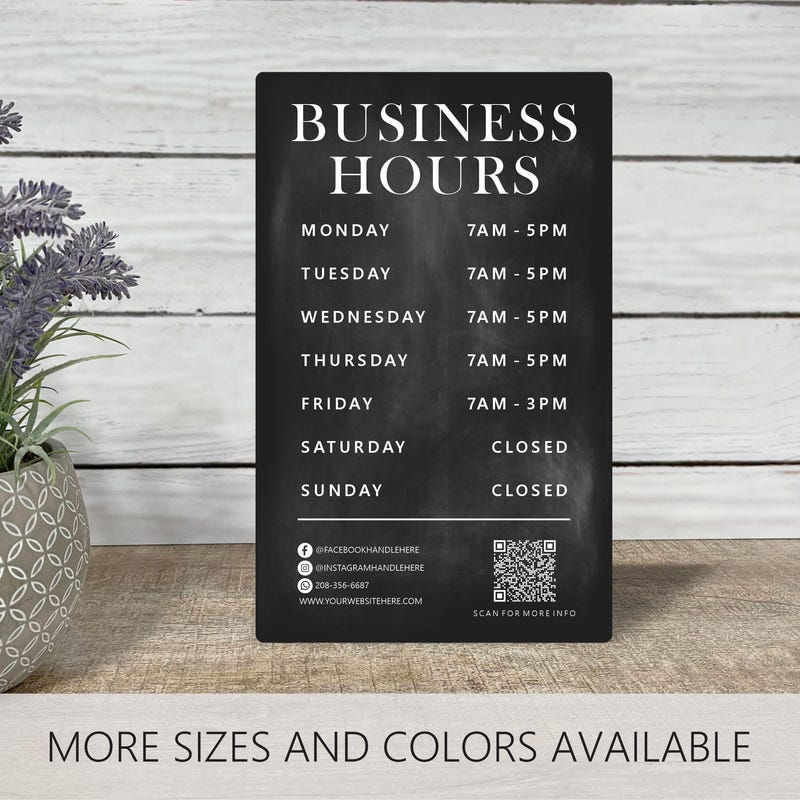 Store Hours Sign - Etsy