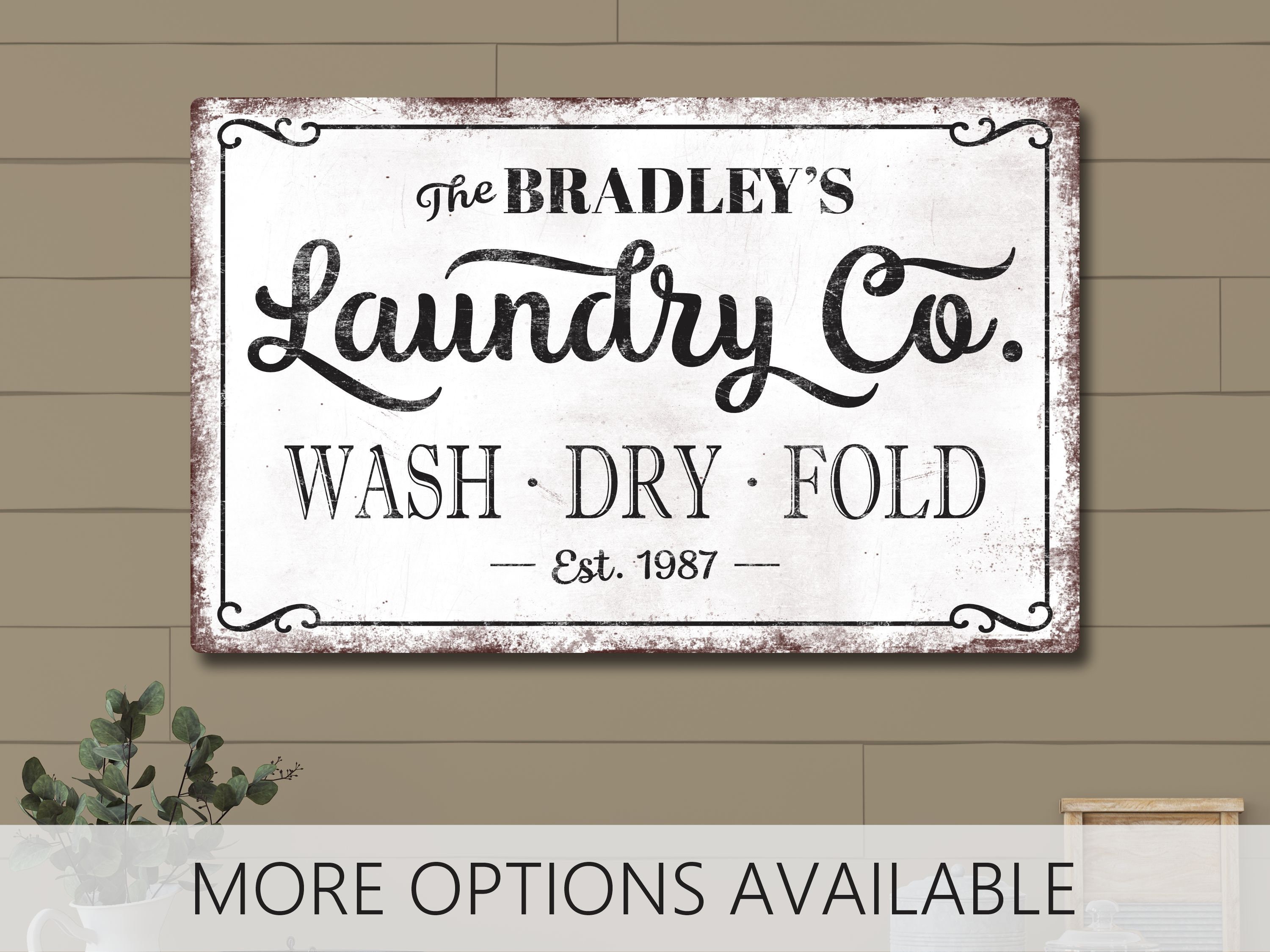Wash Dry Fold Sign, Laundry Room Sign, Laundry Room Decor, Custom Name ...