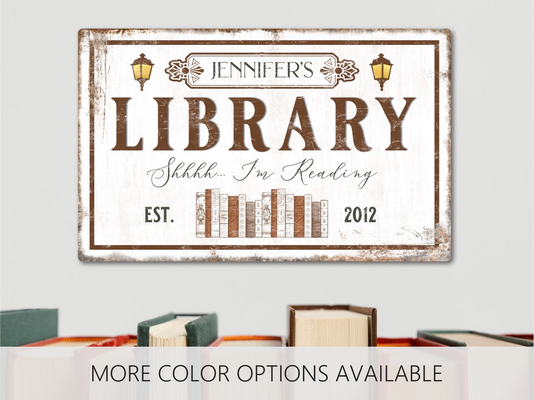Library Sign, Library Decor, Vintage, Reading Corner, Classroom Decor ...
