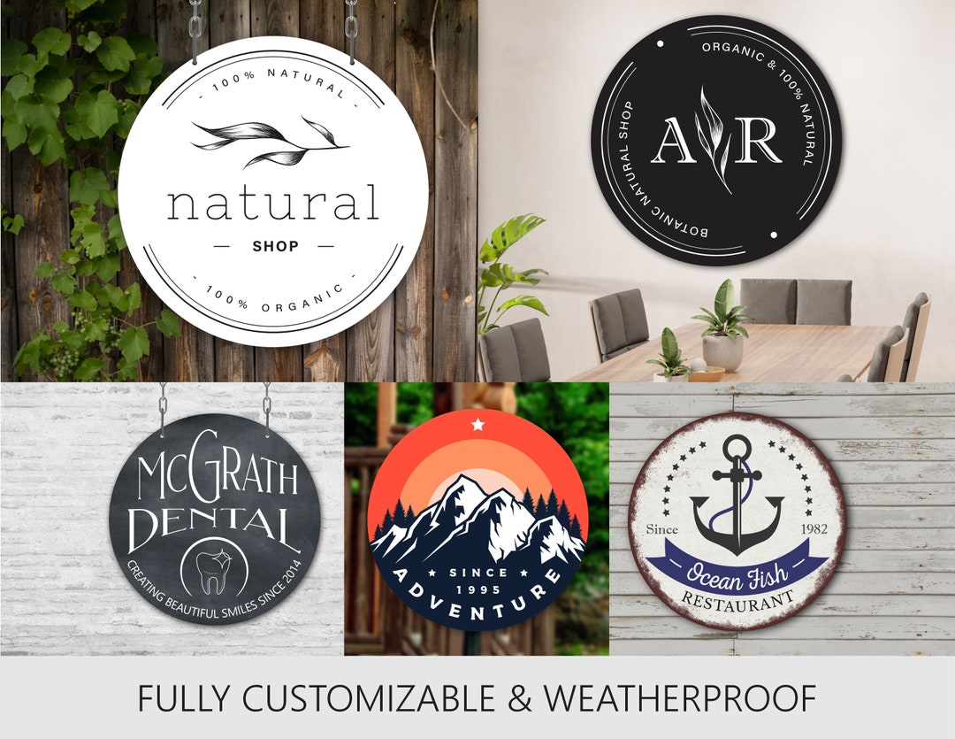 Custom Logo Sign, Business Logo, Logo Design, Outdoor Sign, Round Metal ...